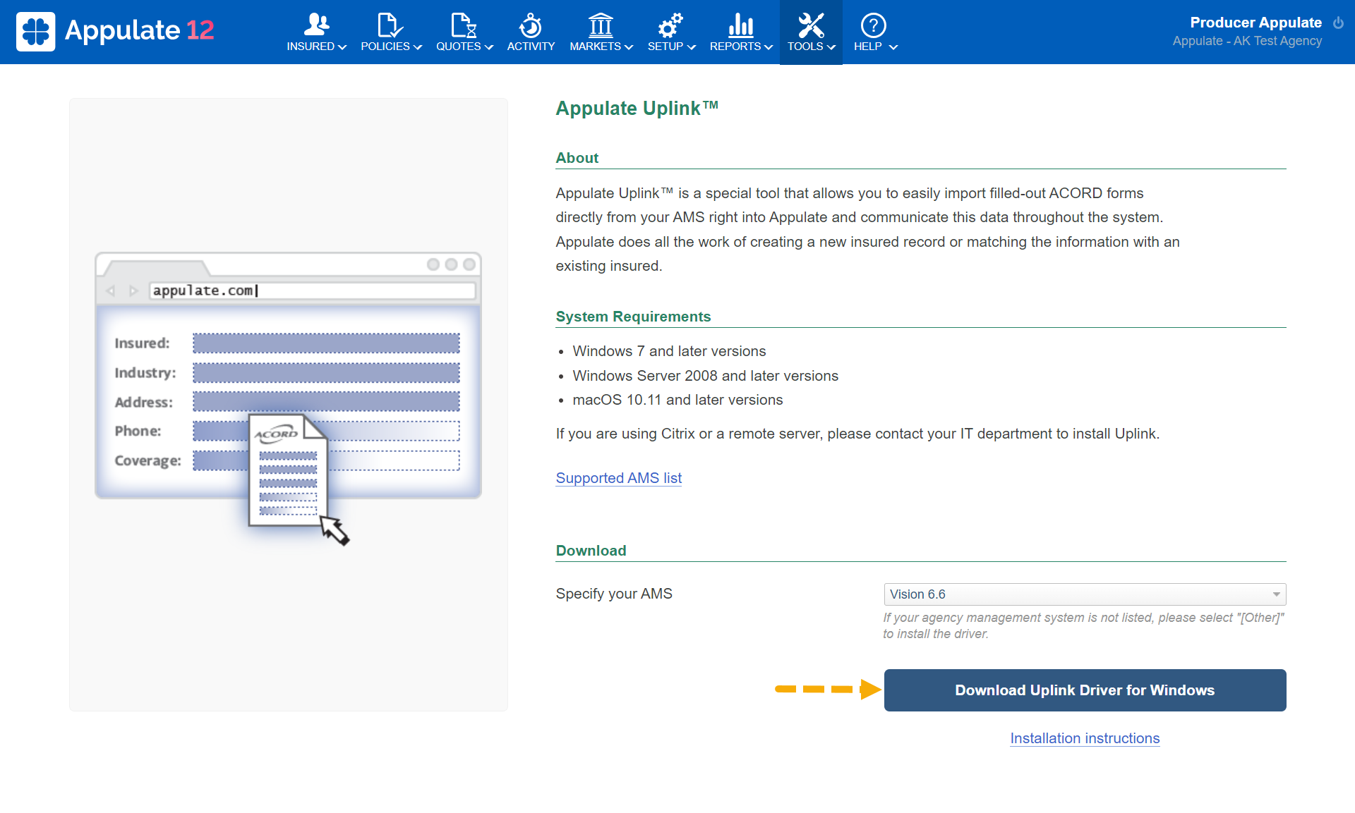 Uplink installation for Windows